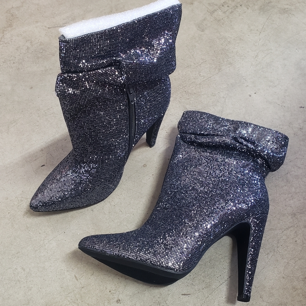 Rhinestone Embellished Ankle Booties - Gem